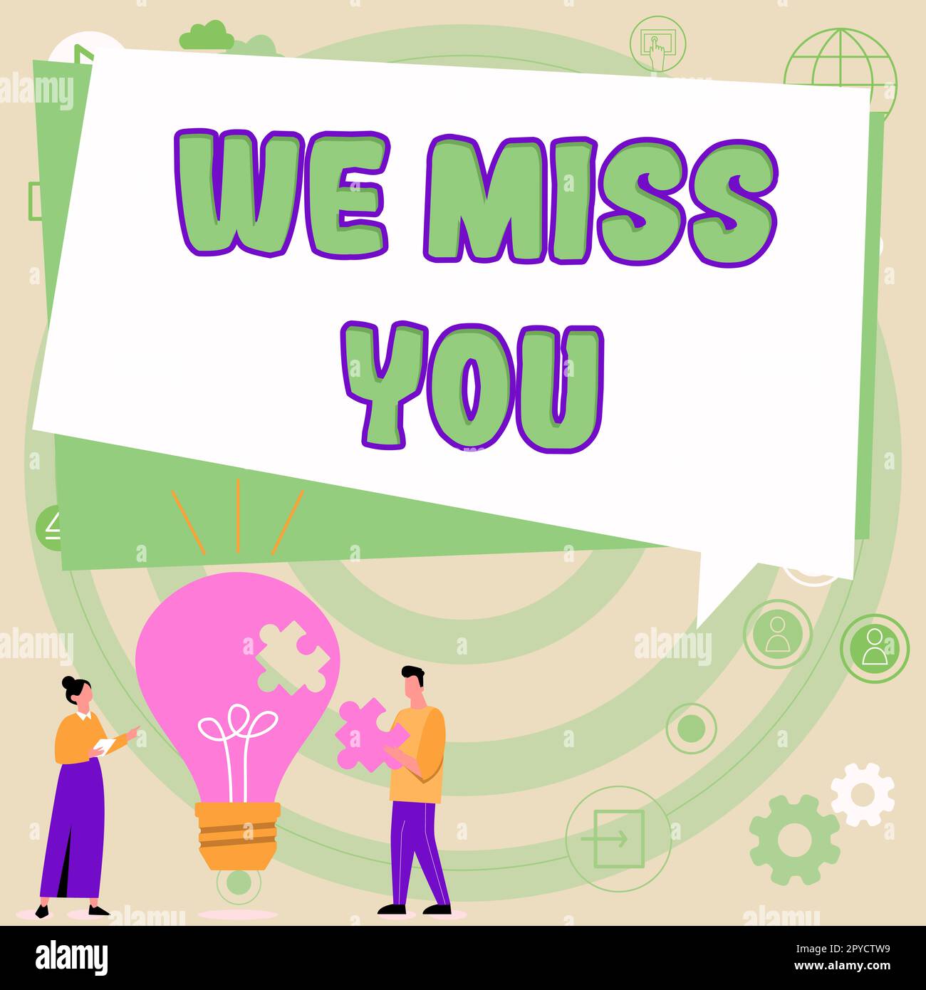 Hand writing sign We Miss You. Word for Feeling sad because you are not ...