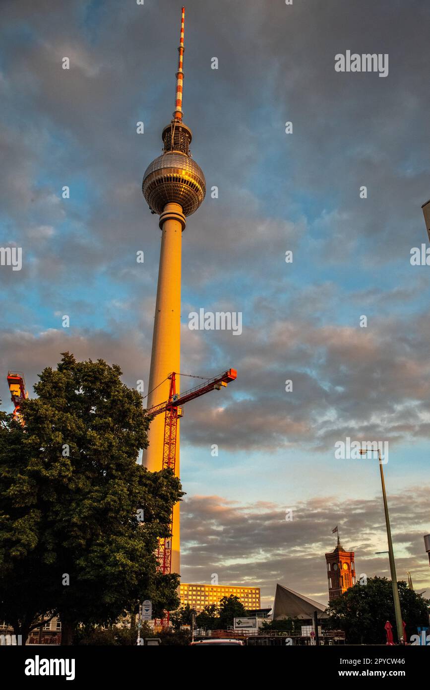 The famous Television Tower in Berlin with round Ball on the top Stock ...