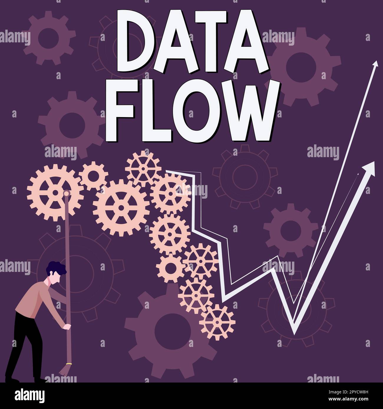 Text caption presenting Data Flow. Conceptual photo the movement of ...