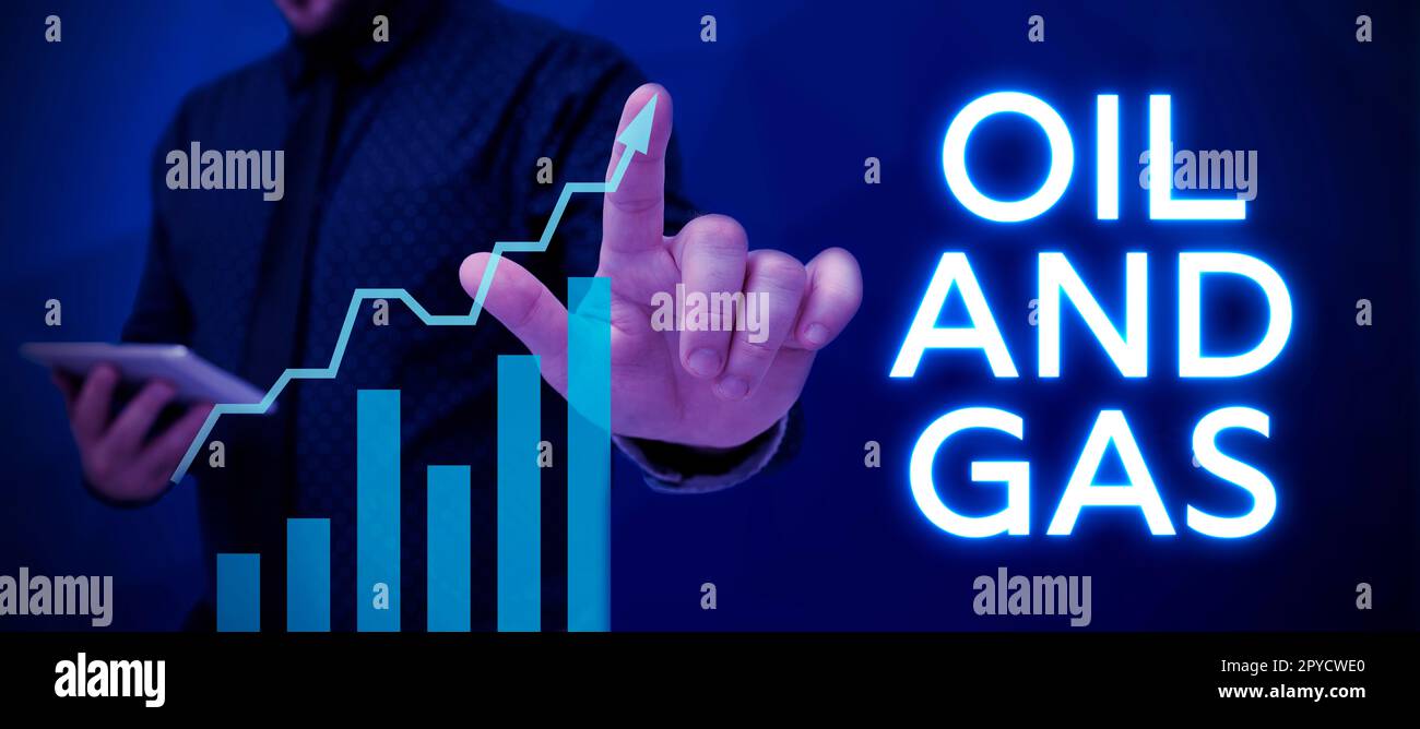 Hand writing sign Oil And Gas. Word Written on Exploration Extraction ...