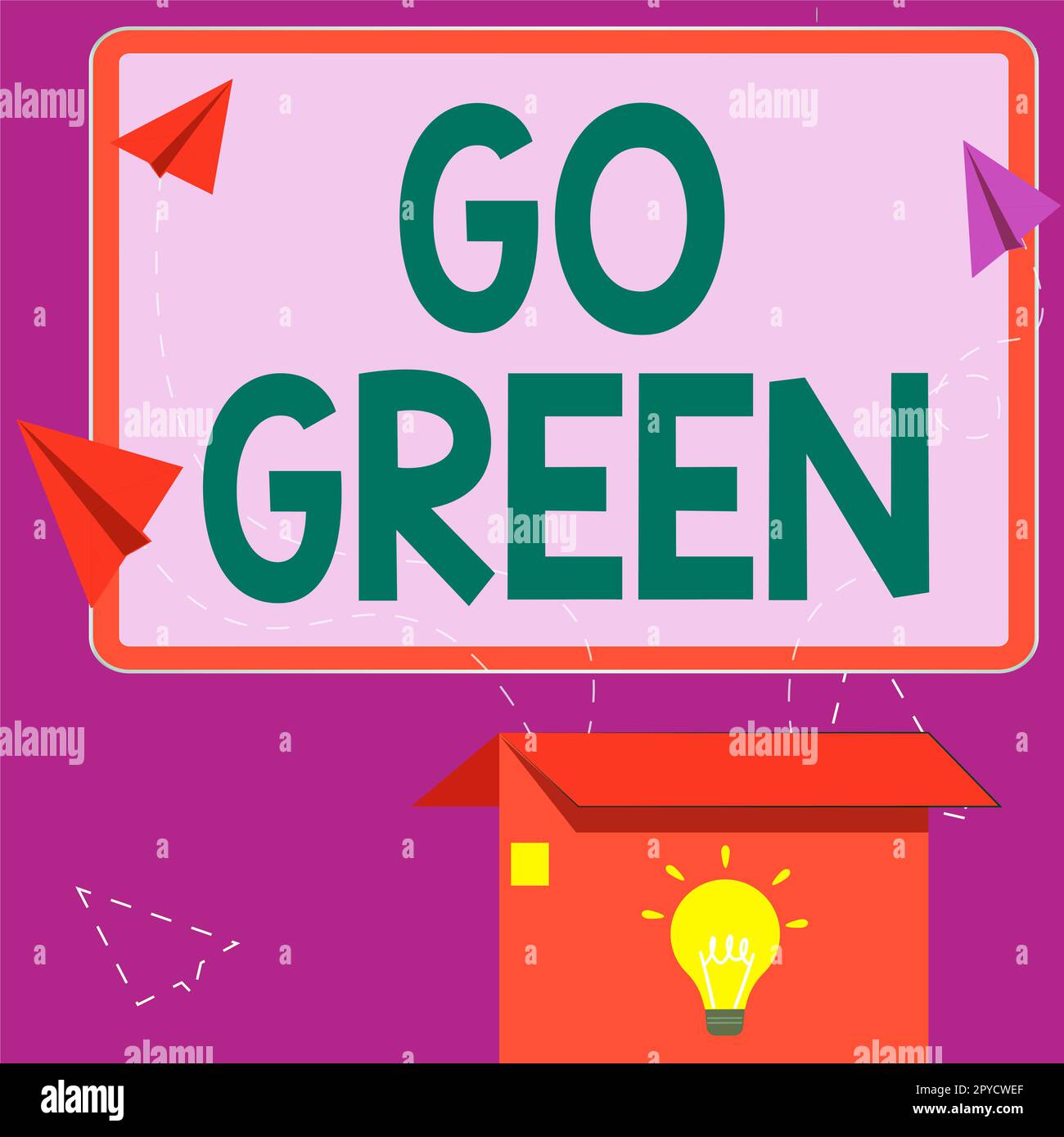 Text caption presenting Go Green. Word for making more environmentally ...
