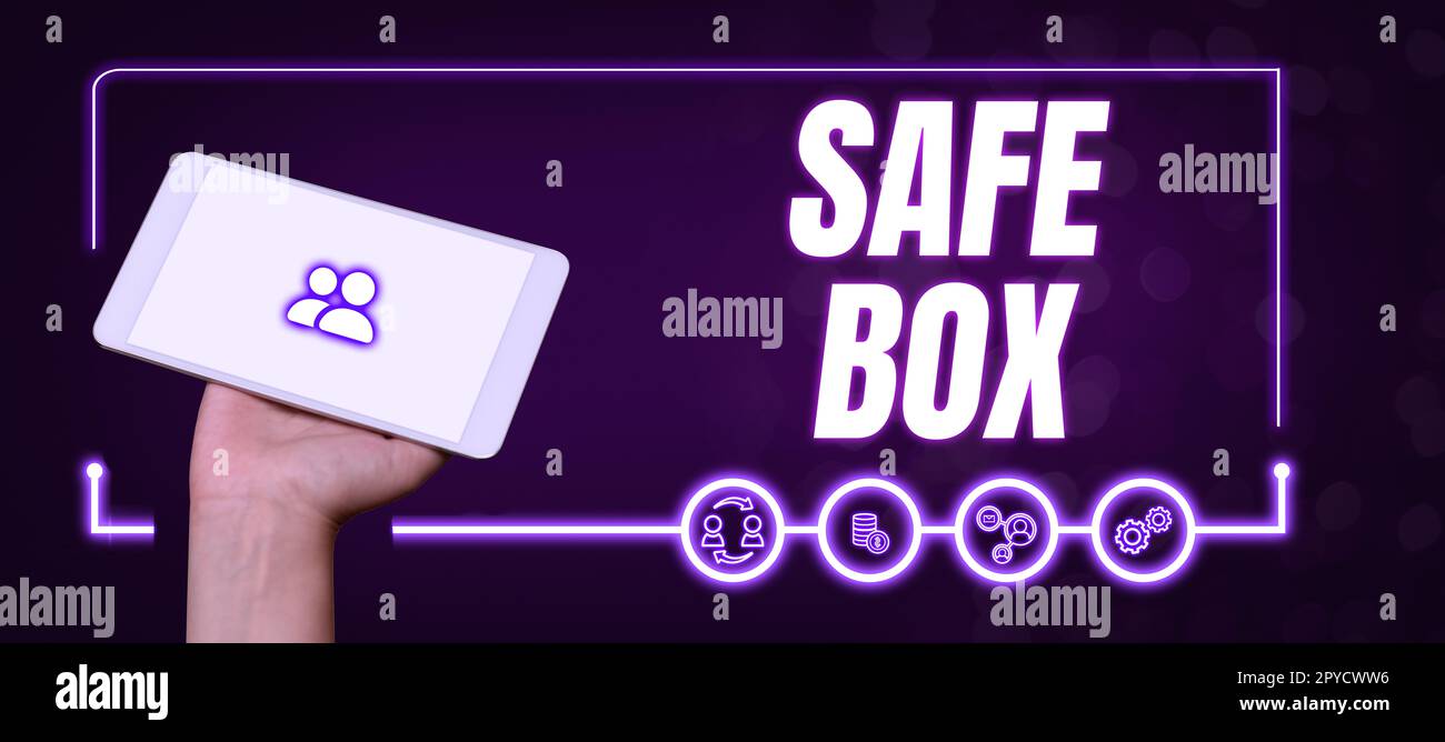 Hand writing sign Safe Box. Conceptual photo A small structure where ...