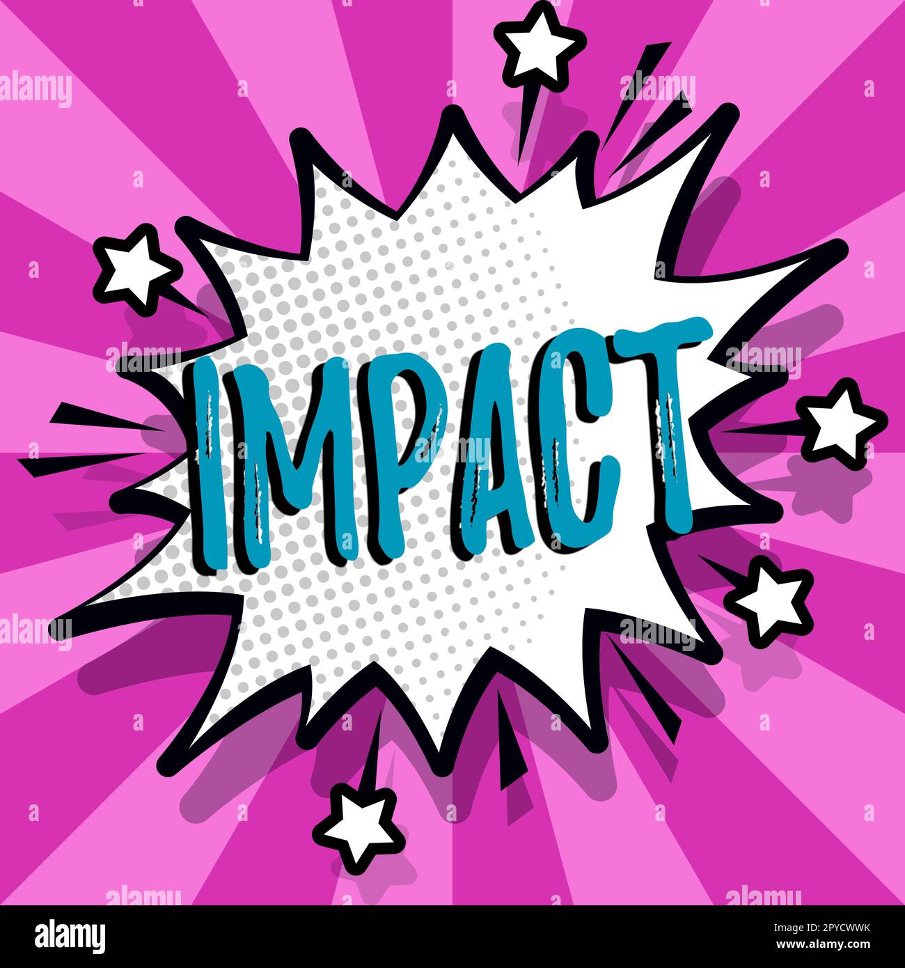 Text caption presenting Impact. Internet Concept action of one object ...