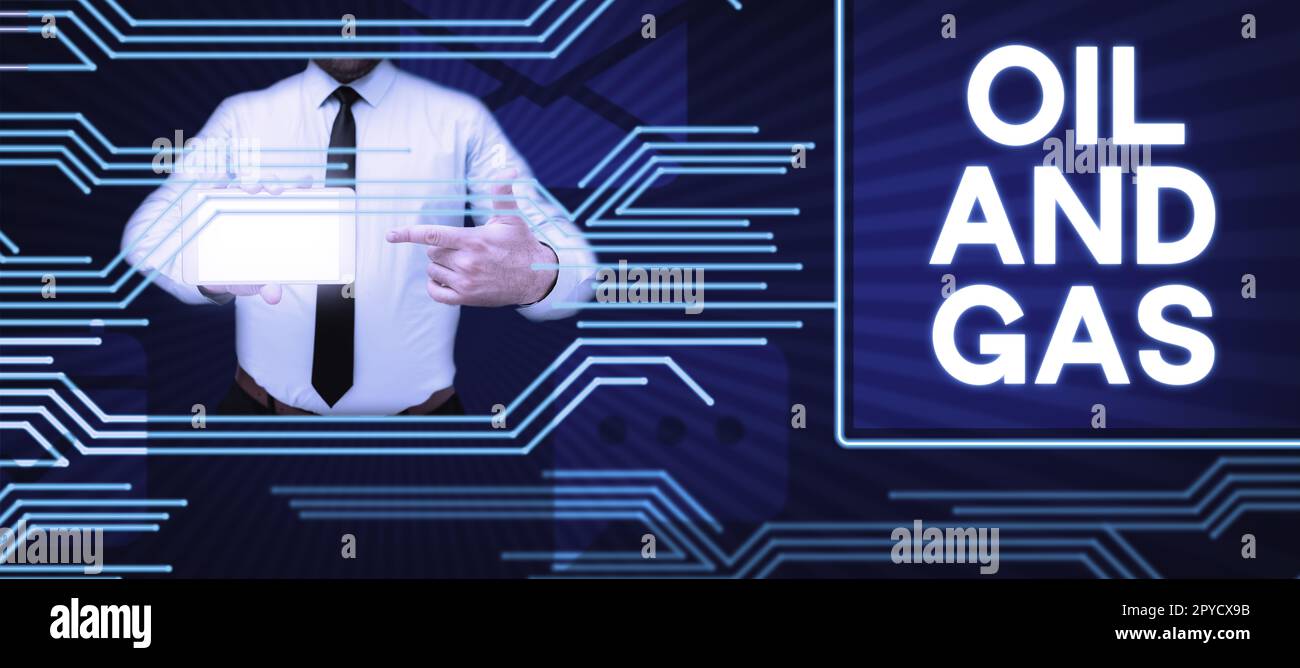 Hand writing sign Oil And Gas. Internet Concept Exploration Extraction ...