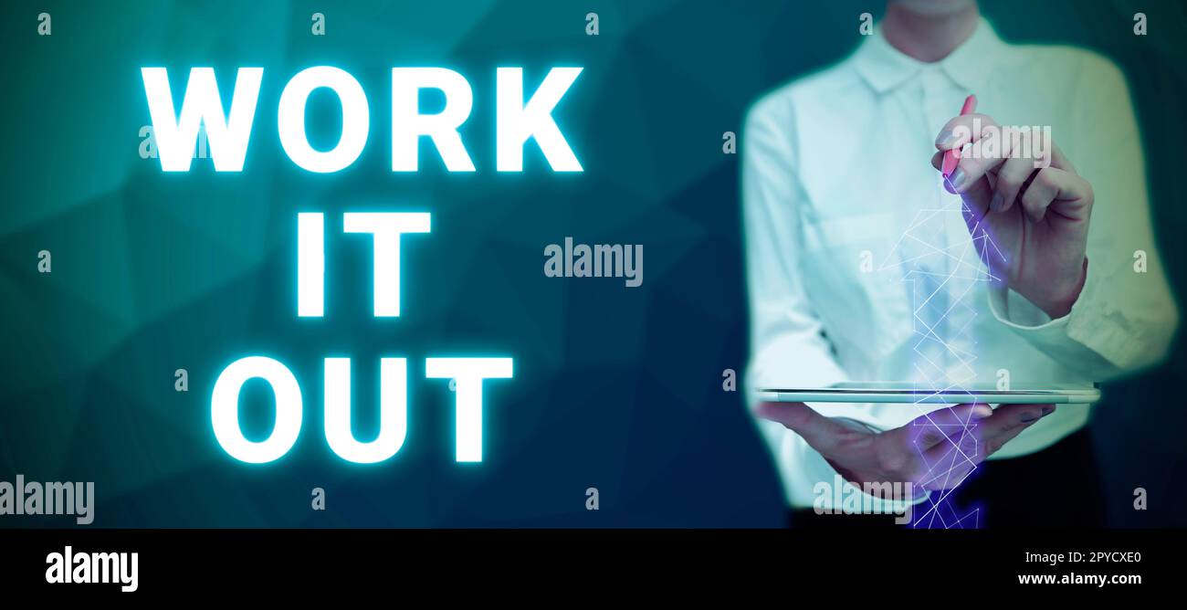 Text caption presenting Work It Out. Business showcase Planning ...