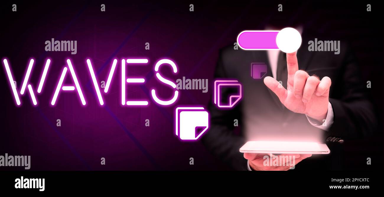 Conceptual display Waves. Business concept move ones hand to and fro in ...