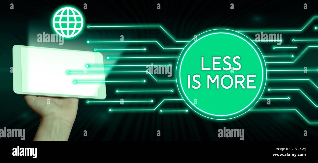 Text caption presenting Less Is More. Word for Minimalist approach to ...