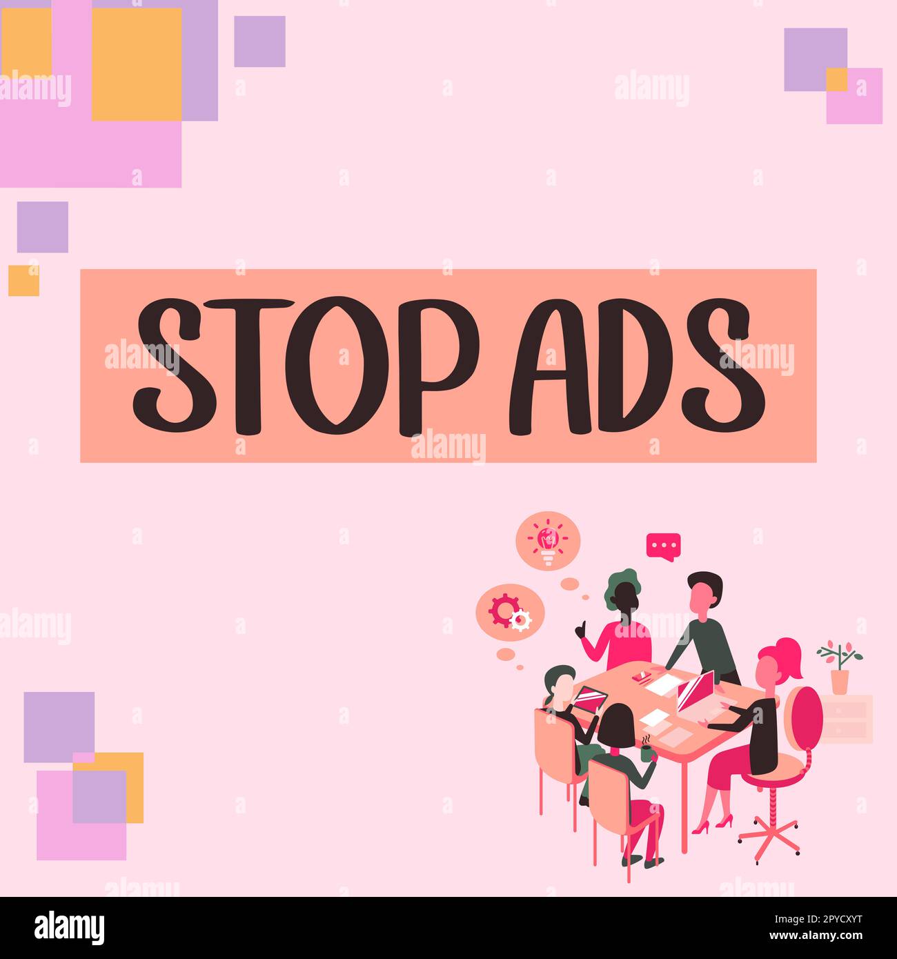 Text sign showing Stop Ads. Business concept program that will remove ...