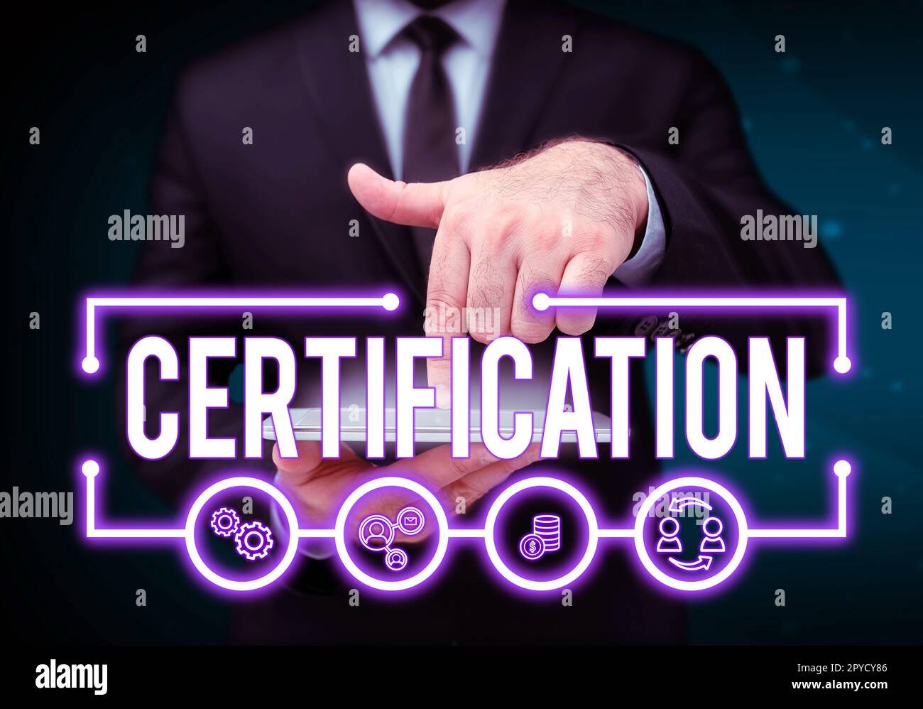 Sign displaying Certification. Business overview Providing someone with ...