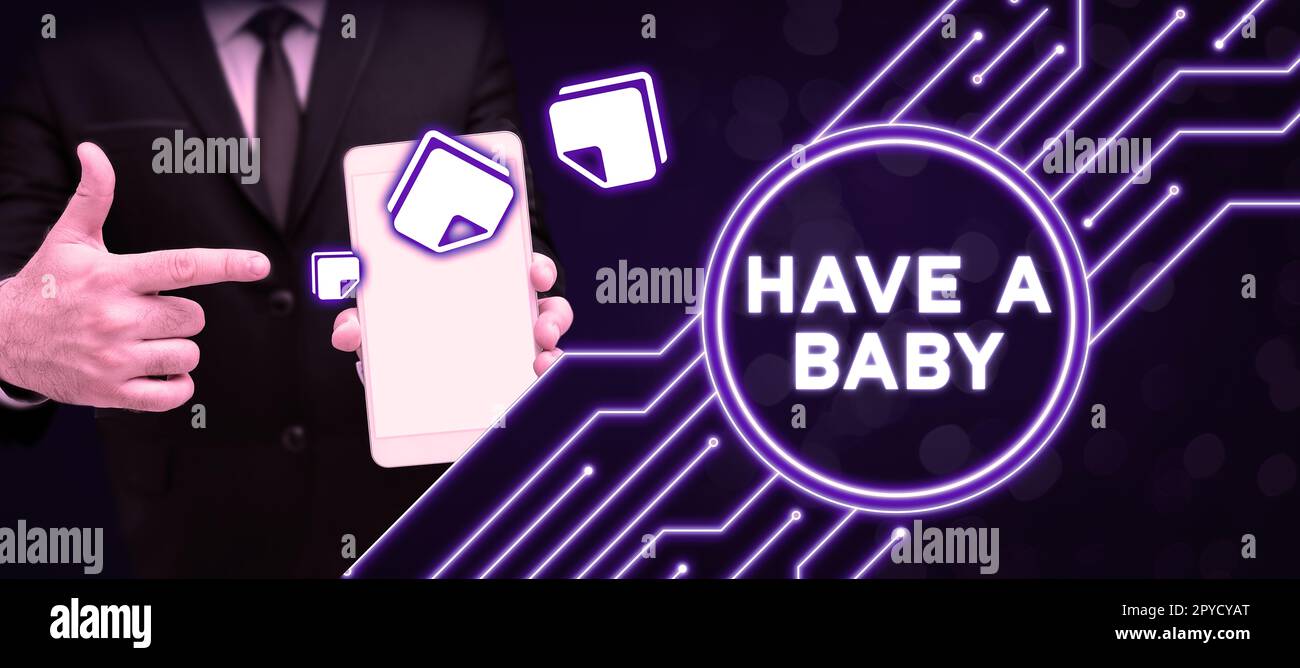 Conceptual caption Have A Baby. Word for parents are expecting or going ...