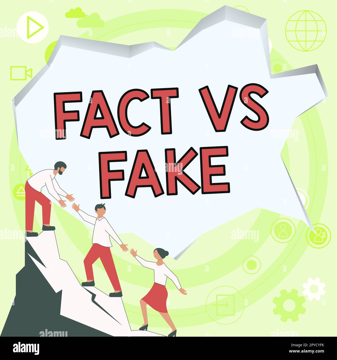 Conceptual caption Fact Vs Fake. Business concept Is it true or is ...