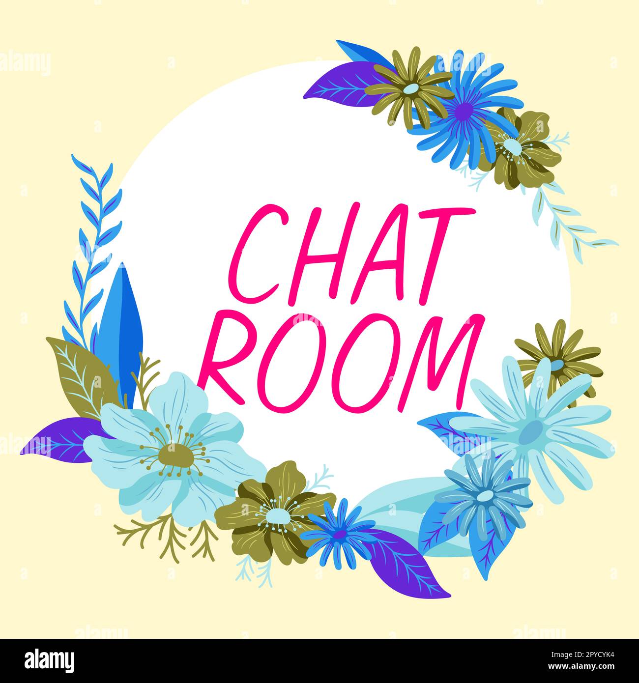 Text caption presenting Chat Room. Word for area on the Internet or ...