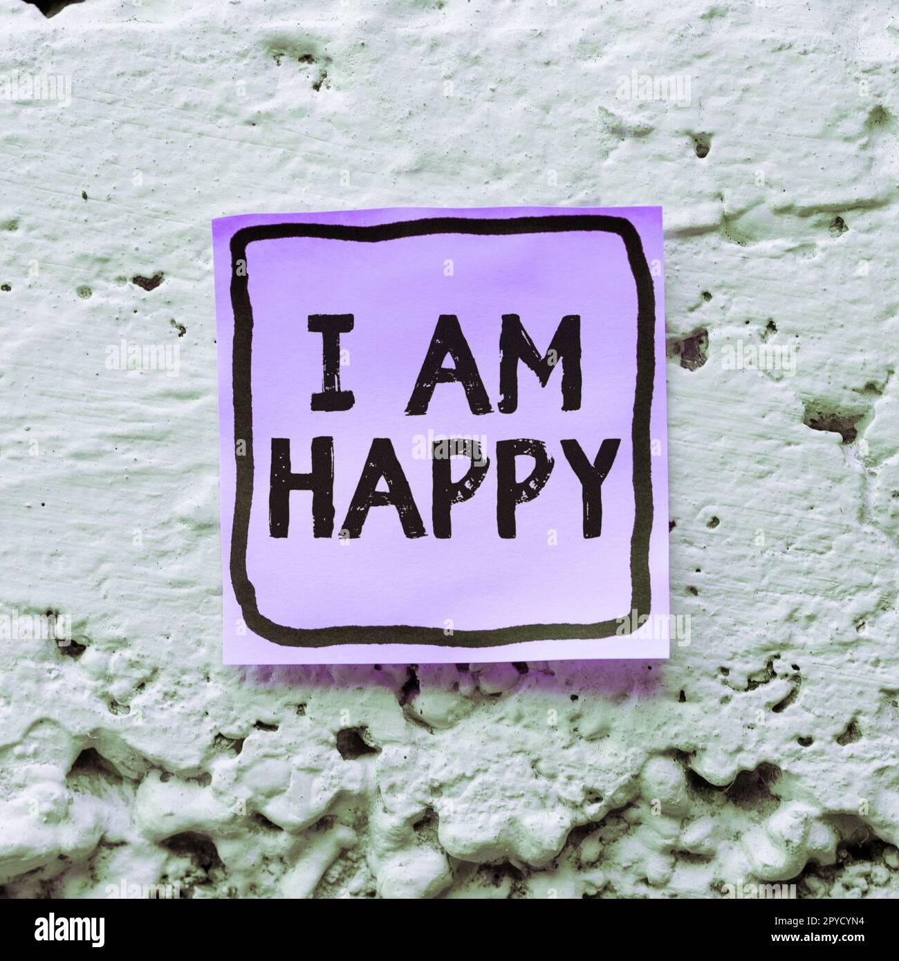 Hand writing sign I Am Happy. Business concept To have a fulfilled life ...