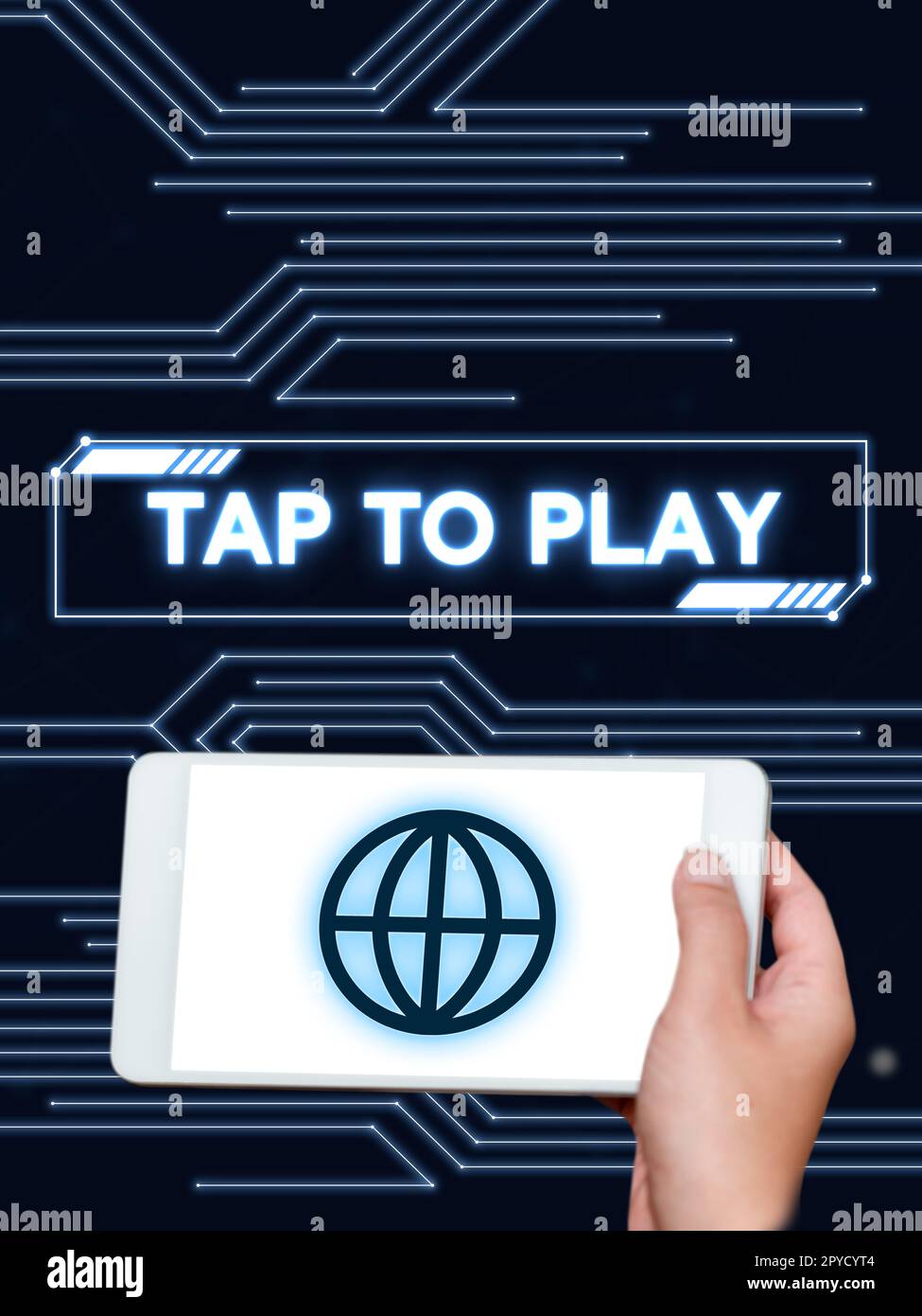 Handwriting text Tap To Play. Business idea Touch the screen to start ...