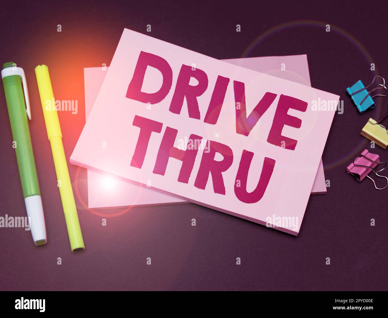 Conceptual display Drive Thru. Concept meaning place where you can get ...