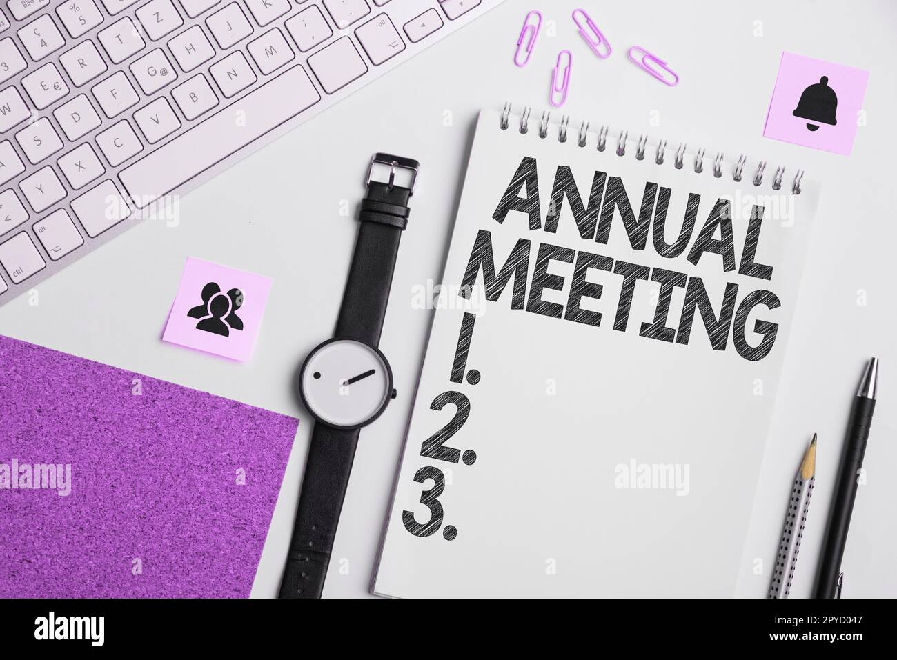 Sign displaying Annual Meeting. Concept meaning Yearly gathering of an ...