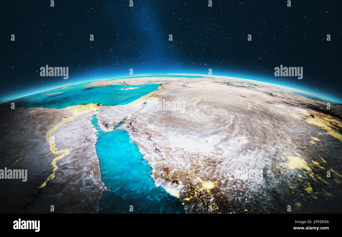 Planet Earth - Egypt and Saudi Arabia. 3D Rendering. Elements of this ...