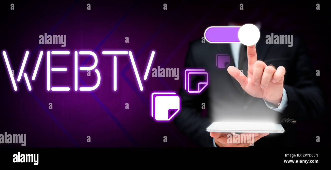 Conceptual display Webtv. Business showcase Internet transmission ...