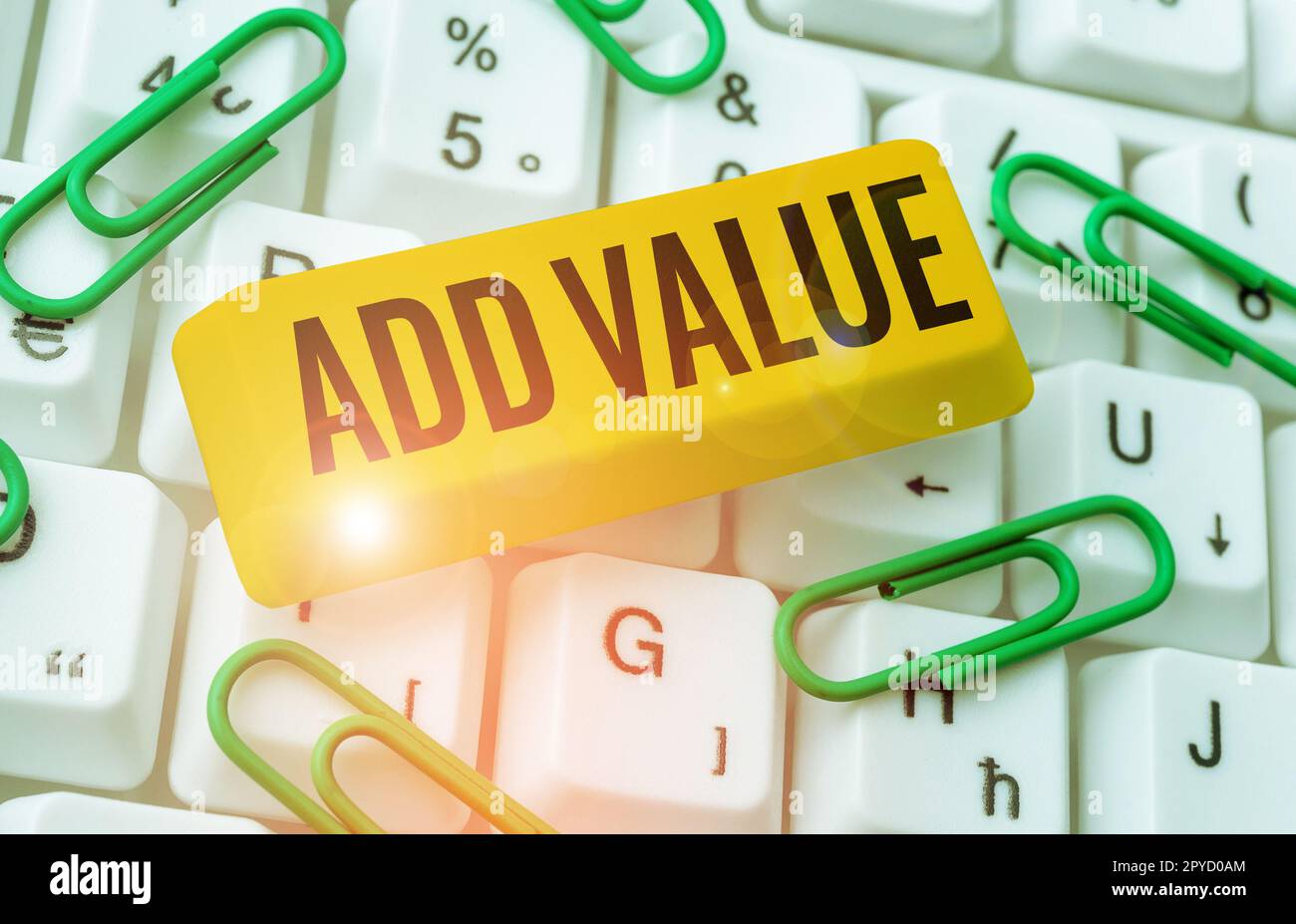 Hand writing sign Add Value. Business concept an improvement or ...