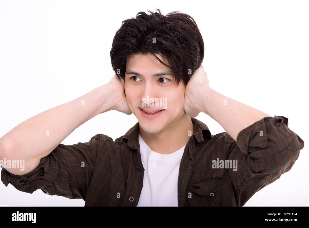 Asian man hand eye hi-res stock photography and images - Alamy