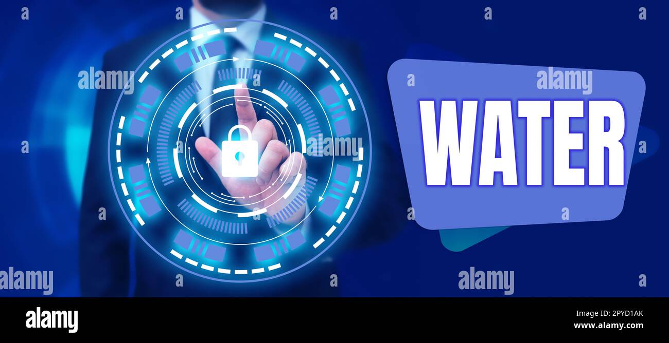 Hand writing sign Water. Business approach colourless transparent ...