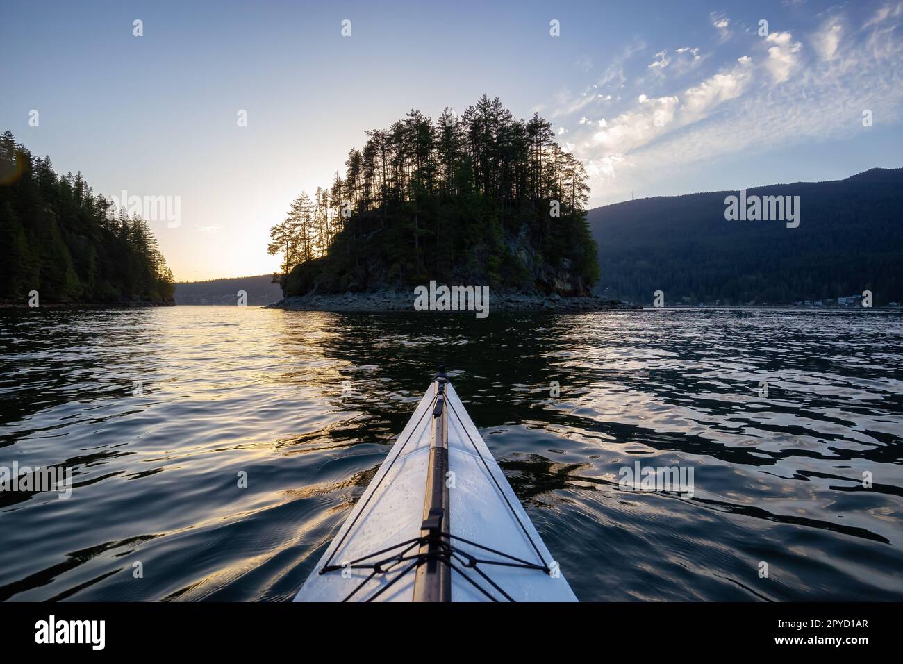 Kayaking in Indian Arm near Belcarra, Vancouver, BC, Canada Stock Photo ...