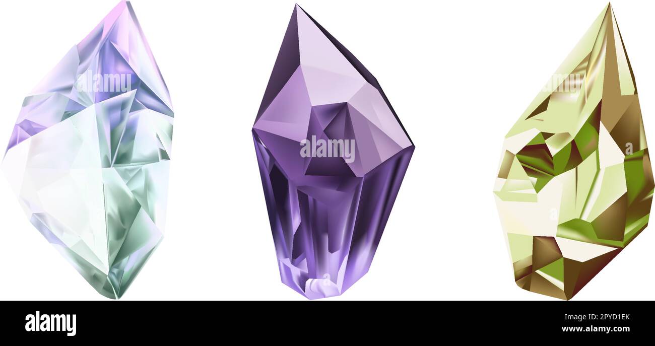 Glass shiny crystals with different shades reflecting light.A ...