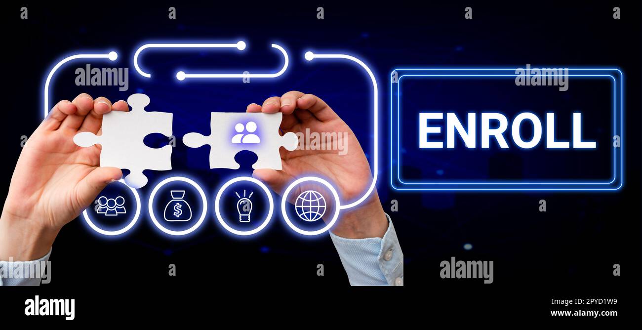 Conceptual caption Enroll. Internet Concept officially register as ...