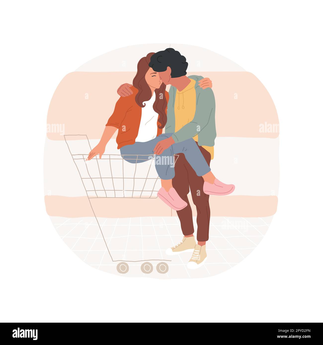 First kiss isolated cartoon vector illustration. Teenagers having first ...