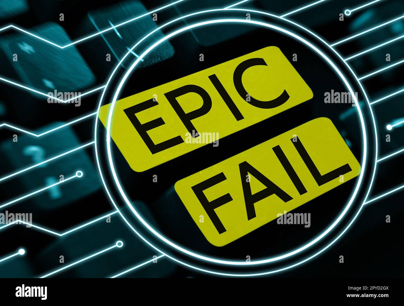 Text caption presenting Epic Fail. Business idea a spectacularly ...