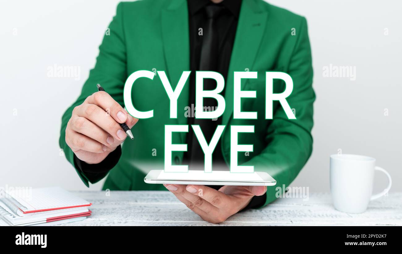 Text caption presenting Cyber Eye. Business idea tool engages in ... Text caption presenting Cyber Eye. Business idea tool engages in ...