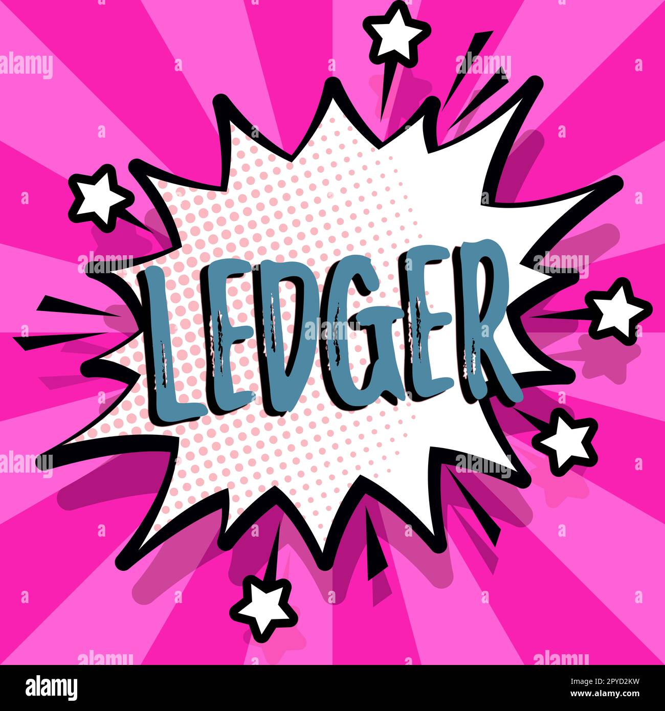 Conceptual caption Ledger. Word Written on book or other collection of ...