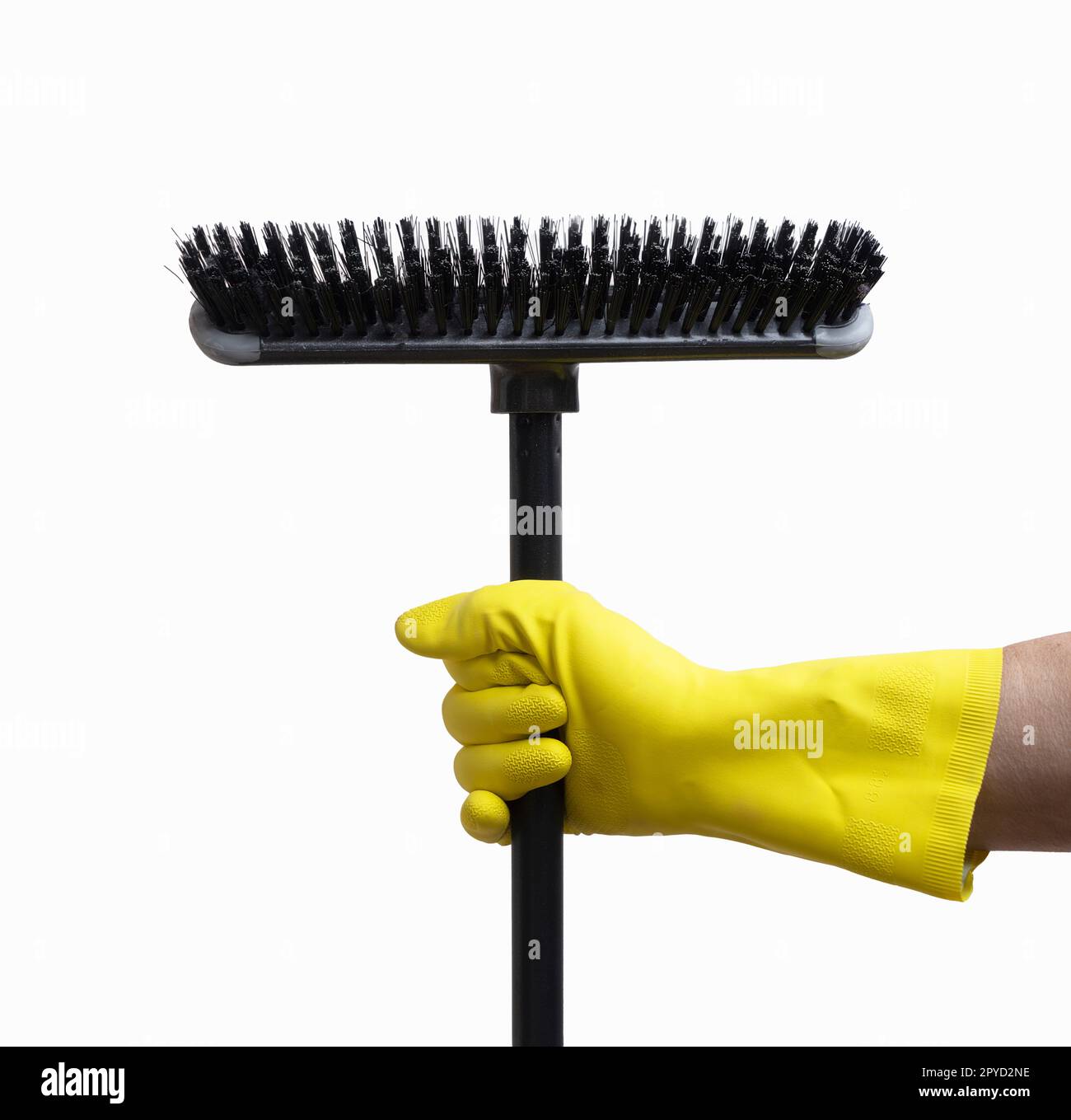 Cleaning lady with a broom Stock Photo - Alamy