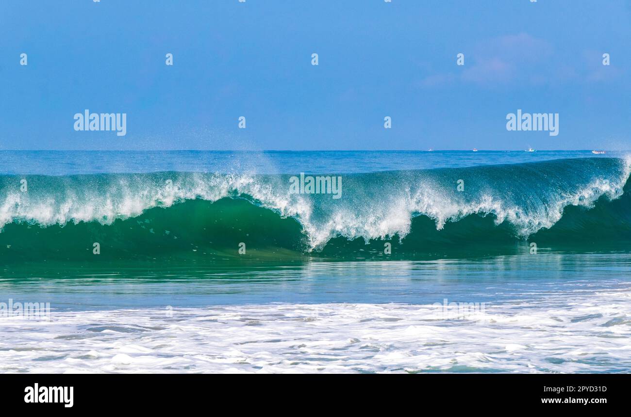 Extremely huge big surfer waves at beach Puerto Escondido Mexico Stock ...