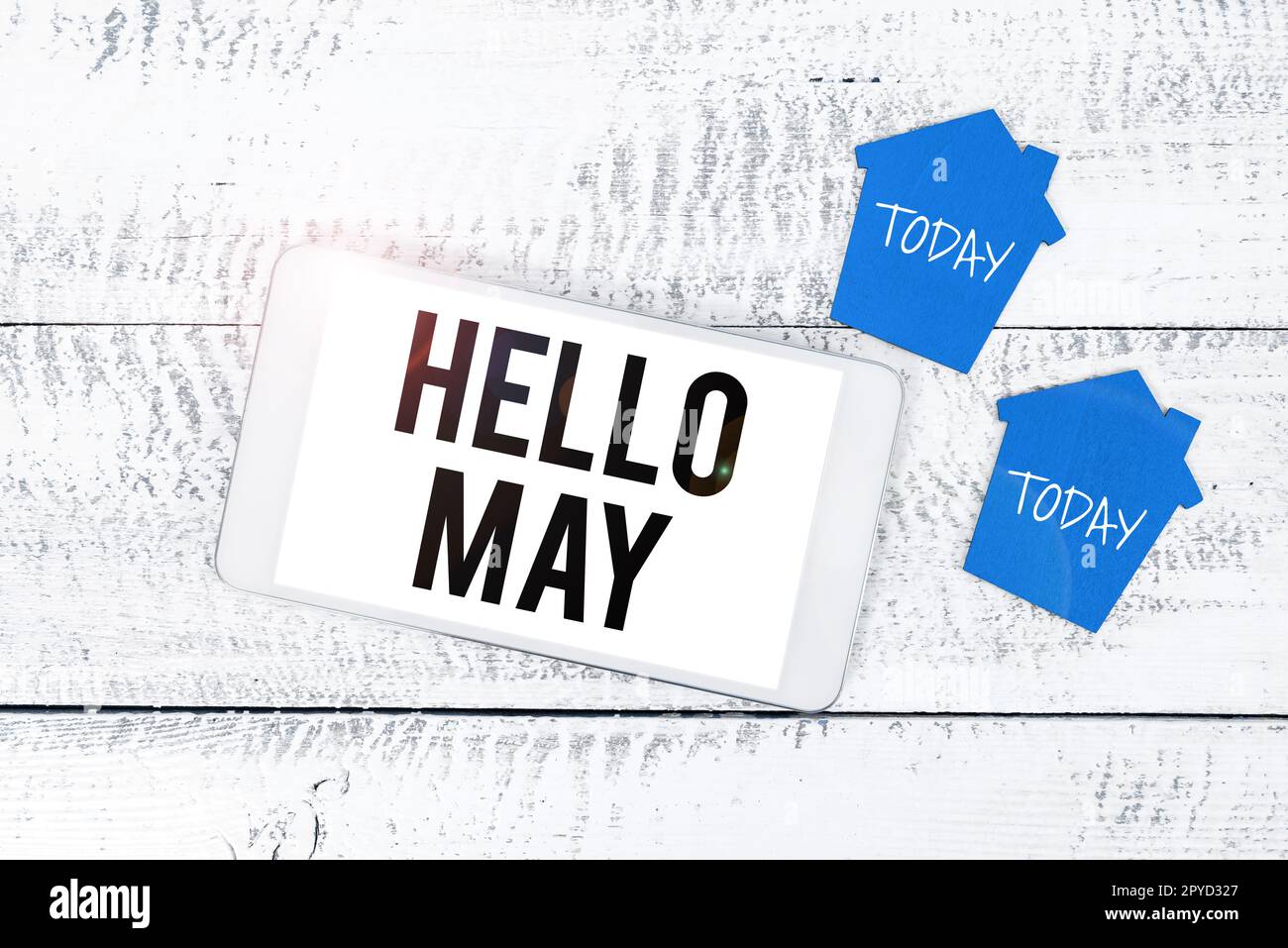 Sign displaying Hello May. Concept meaning to address the fifth month ...