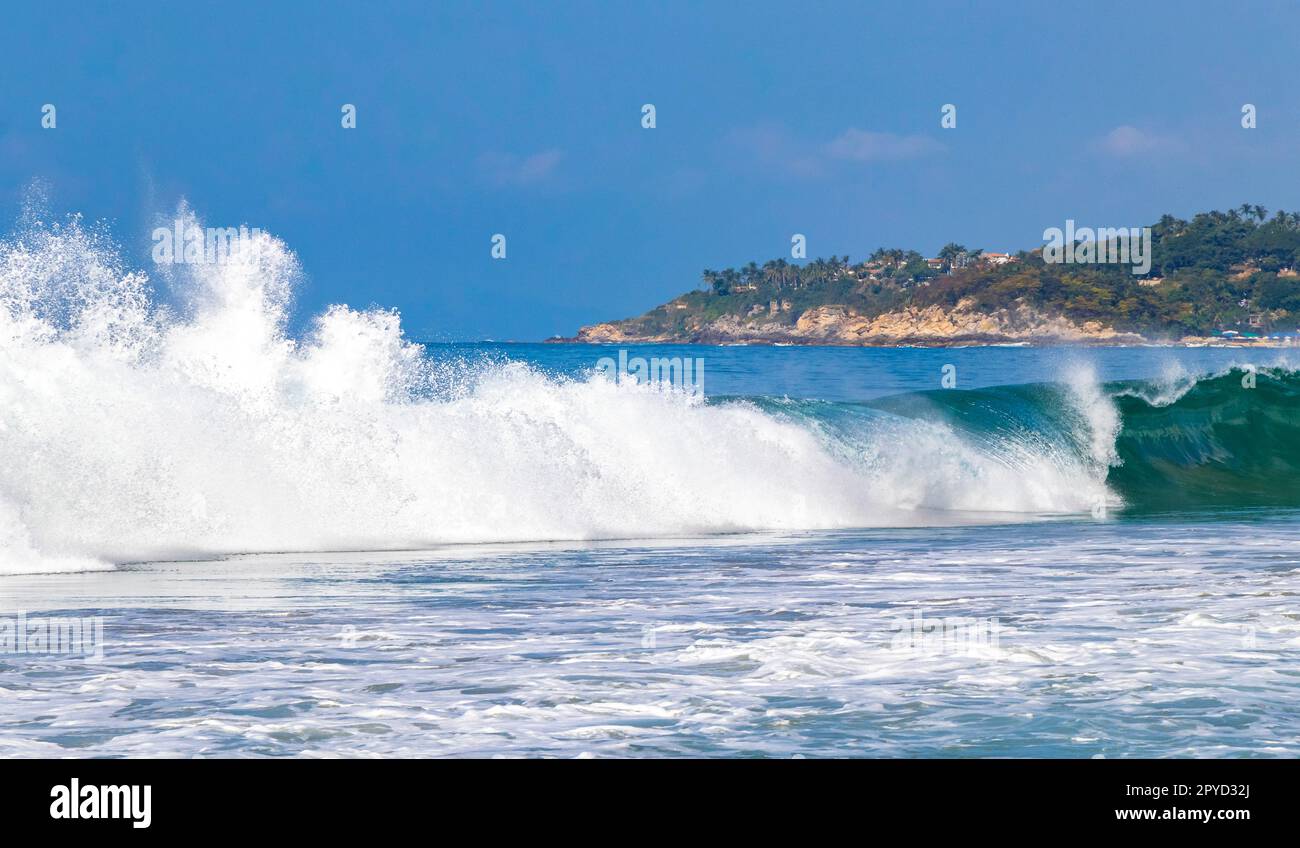 Extremely huge big surfer waves at beach Puerto Escondido Mexico Stock ...
