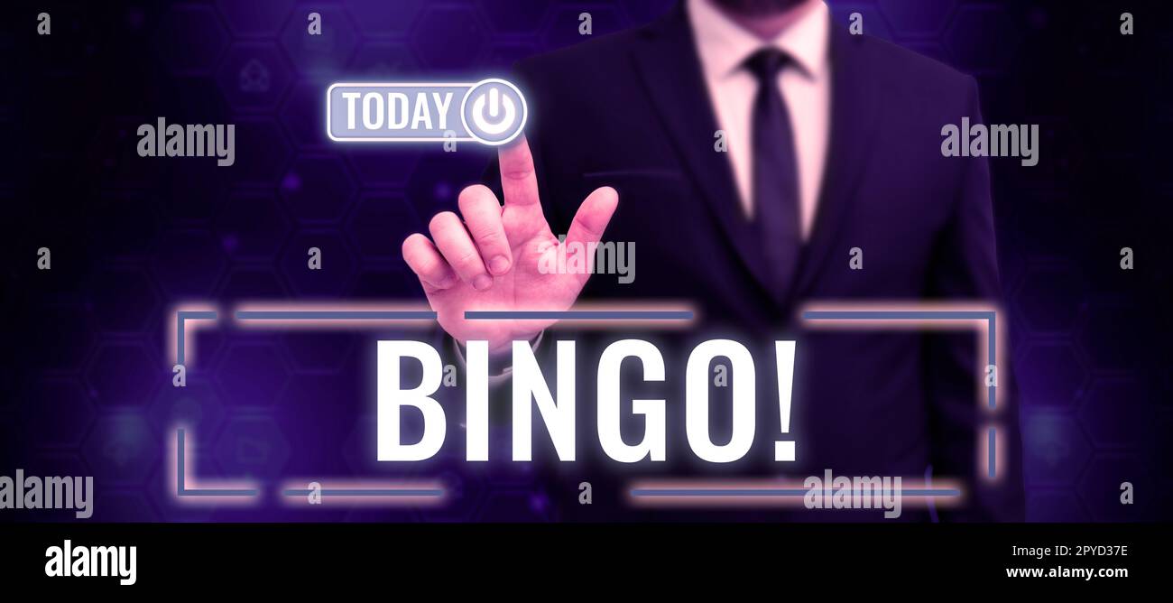 Hand writing sign Bingo. Business idea game of chance in which each ...