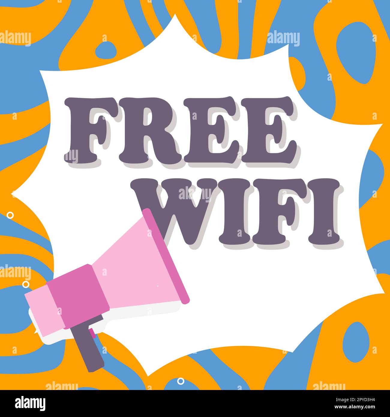 Text caption presenting Free Wifi. Word for let you connect to the ...