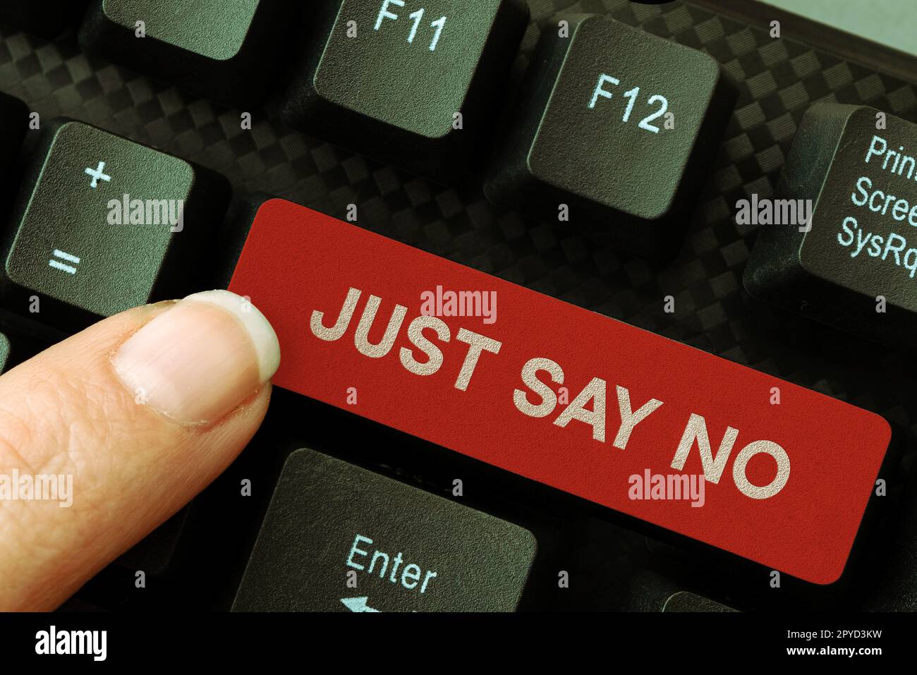 Conceptual caption Just Say No. Word for Do not be afraid of giving ...