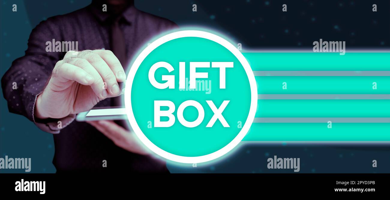 Handwriting text Gift Box. Internet Concept A small cointainer with ...