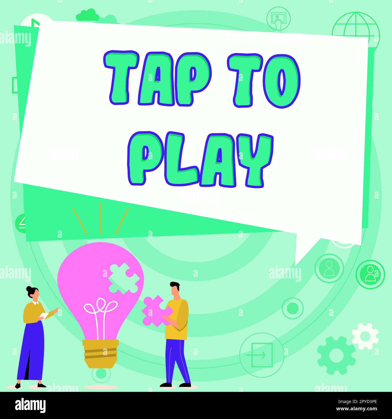 Text caption presenting Tap To Play. Internet Concept Touch the screen ...