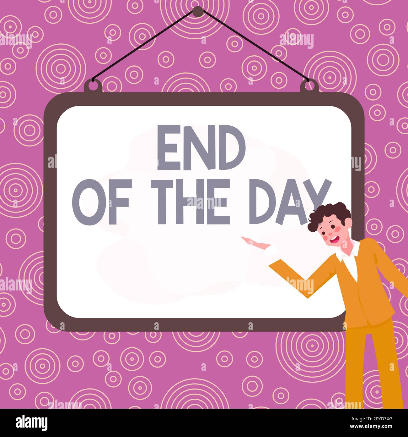 Text caption presenting End Of The Day. Internet Concept finishing ...