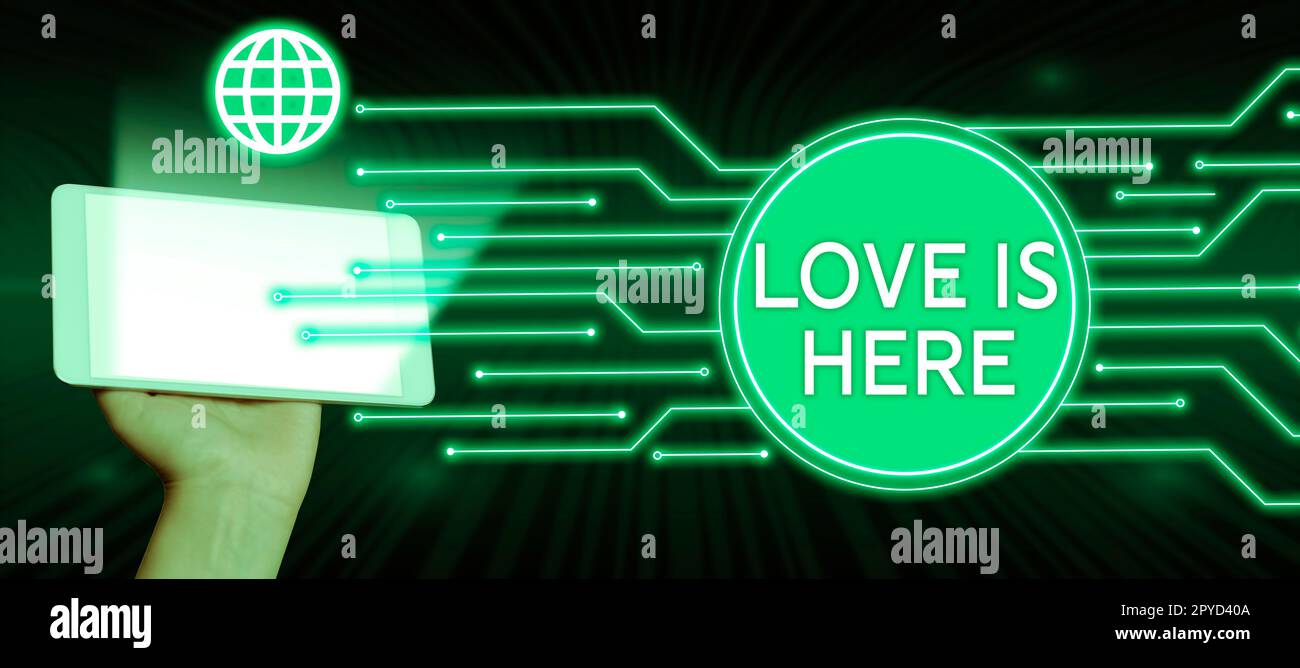 Conceptual display Love Is Here. Business overview Romantic feeling ...