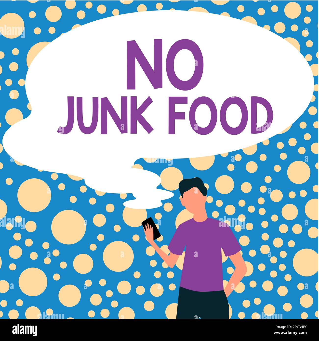 Text showing inspiration No Junk Food. Business showcase Stop eating ...