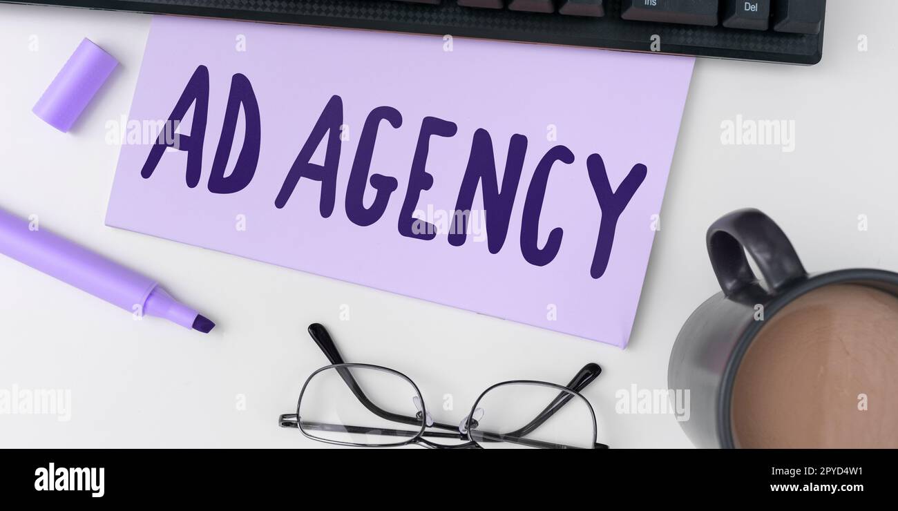Text caption presenting Ad Agency. Word for business dedicated to ...