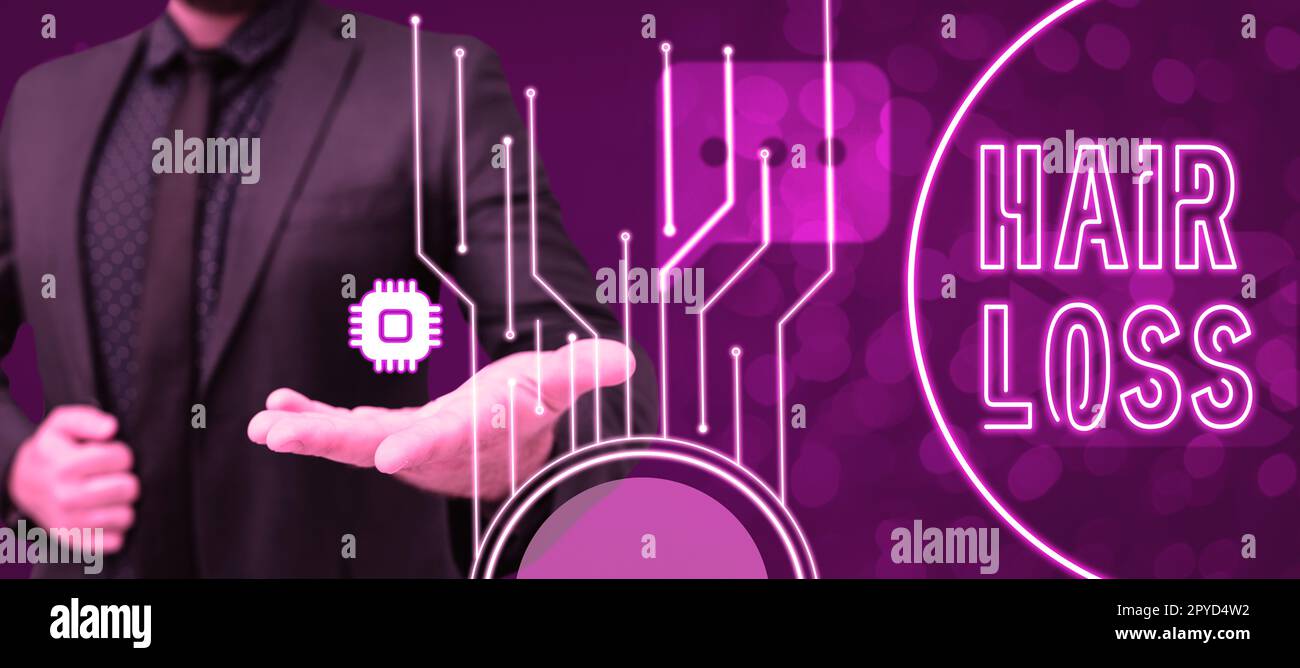 Conceptual display Hair Loss. Business showcase Loss of human hair from ...