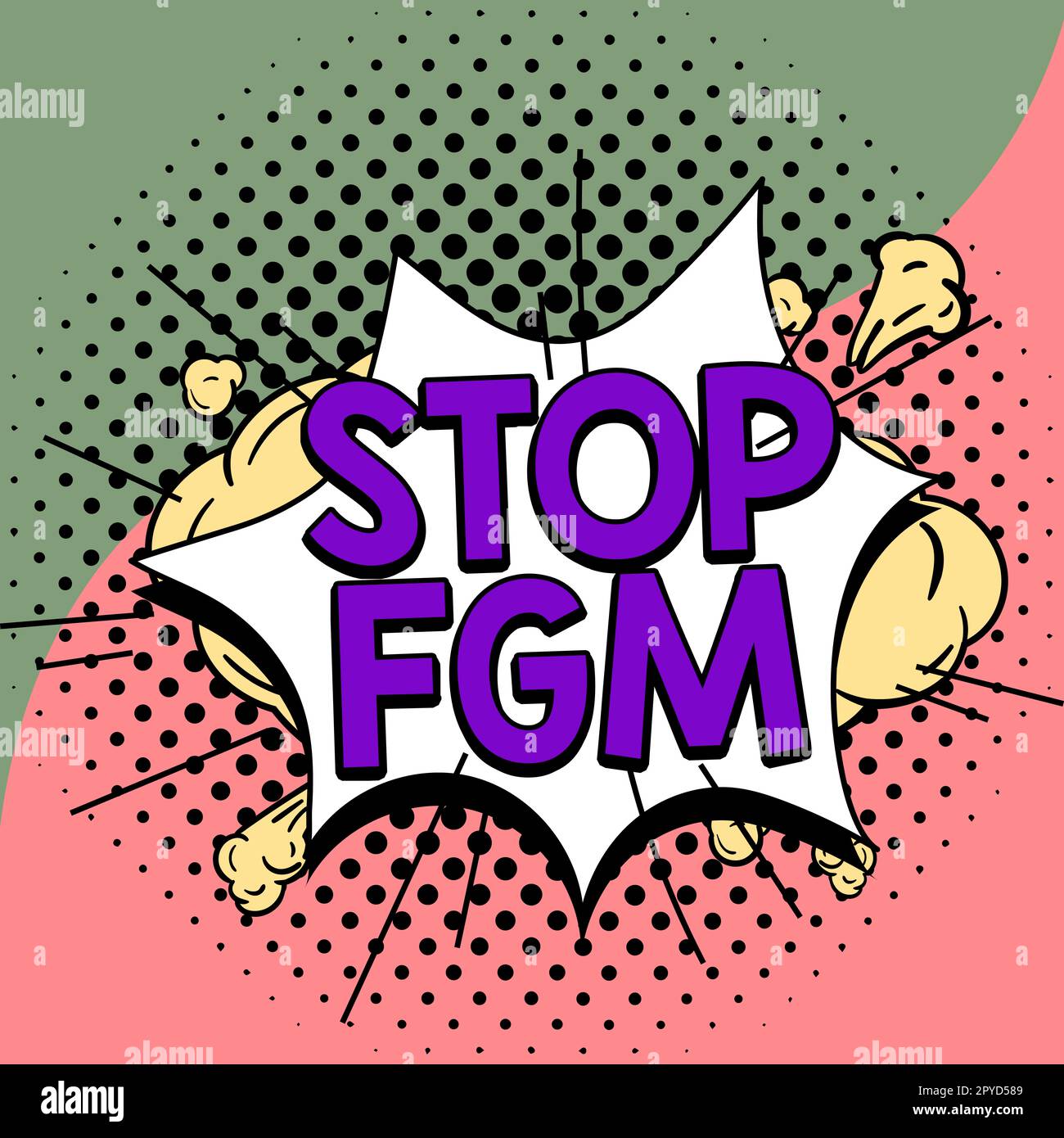 Text caption presenting Stop Fgm. Concept meaning Put an end on female ...