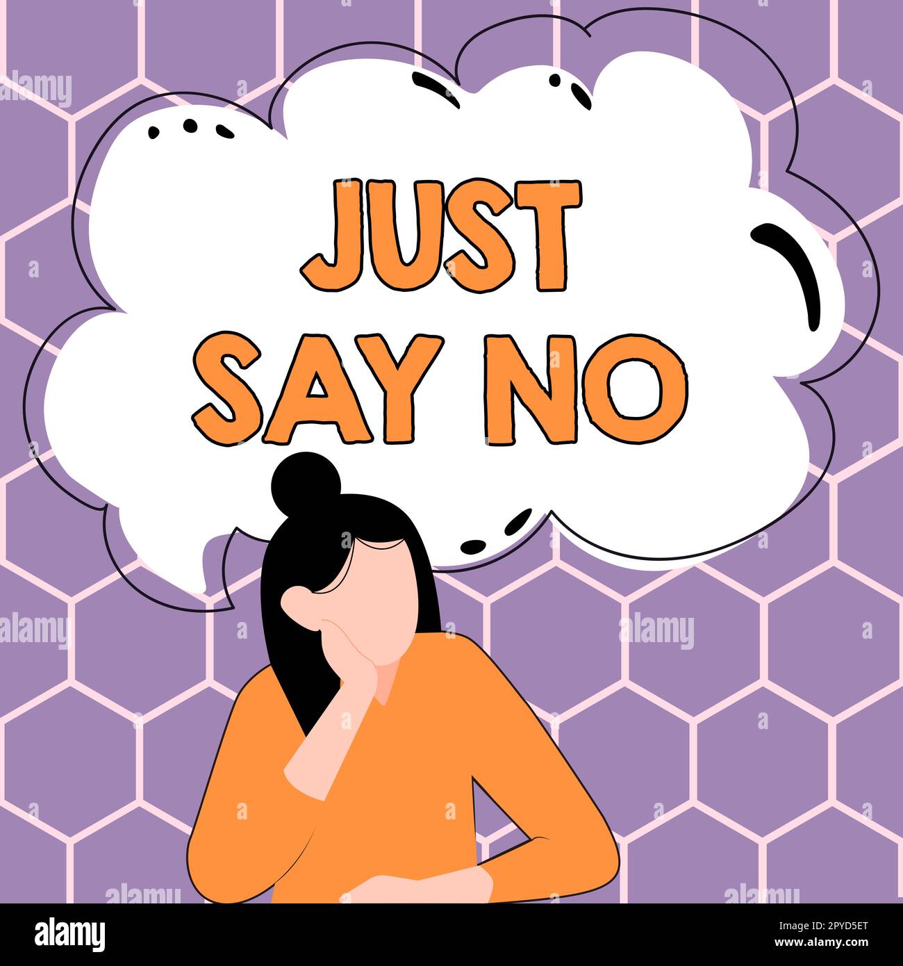 Hand writing sign Just Say No. Word for Do not be afraid of giving ...