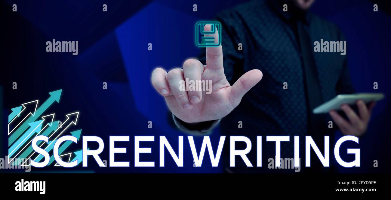 Hand writing sign Screenwriting. Conceptual photo the art and craft of ...