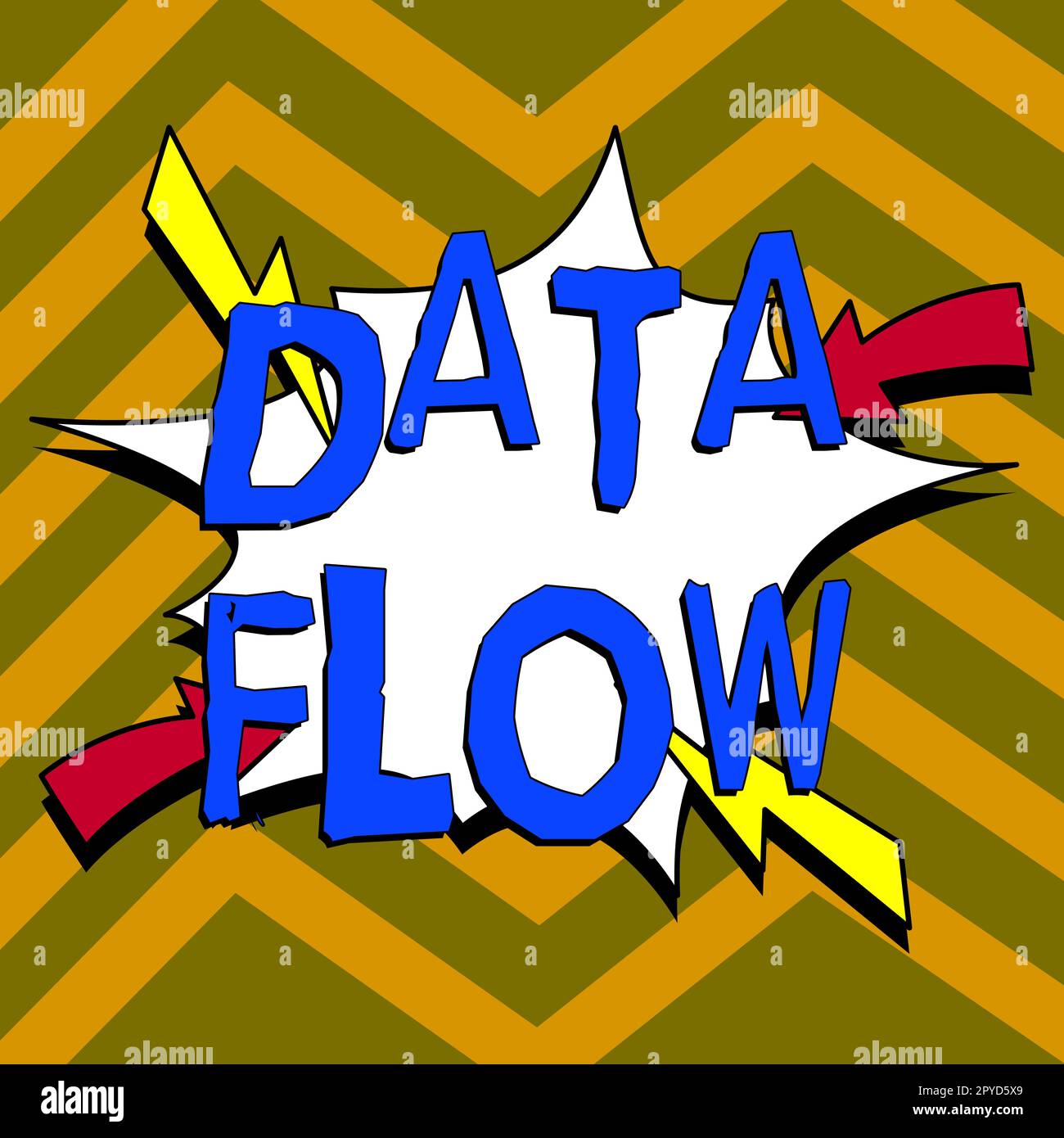 Handwriting text Data Flow. Concept meaning the movement of data through a system comprised of ...